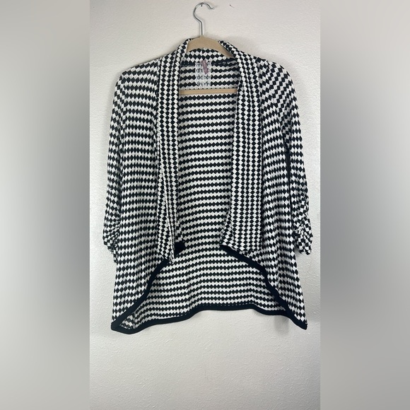 Perceptions | Sweaters | Mauve L Cardigan Womans Black White Knit ...